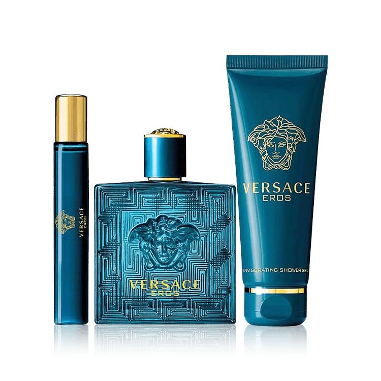 Versace Eros Gift Set - Parfum 100ml + Shower Gel + Spray - Fragrance ...